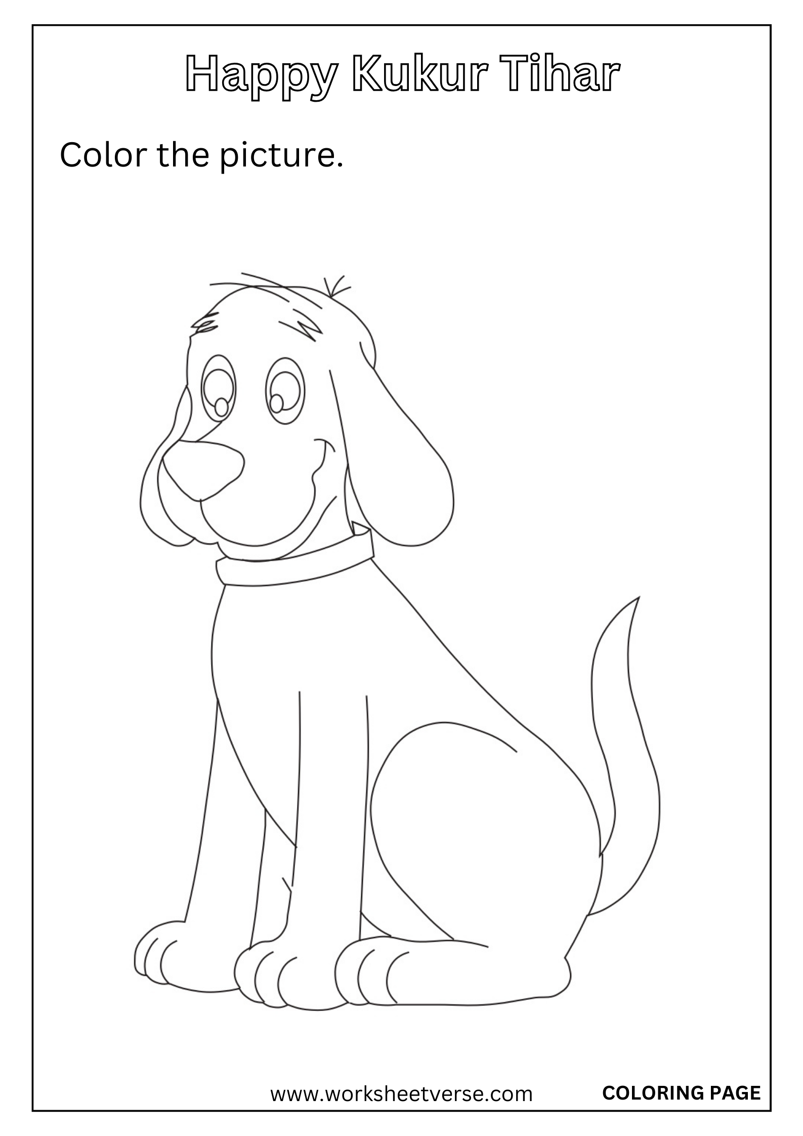 Coloring page of Kukur Tihar