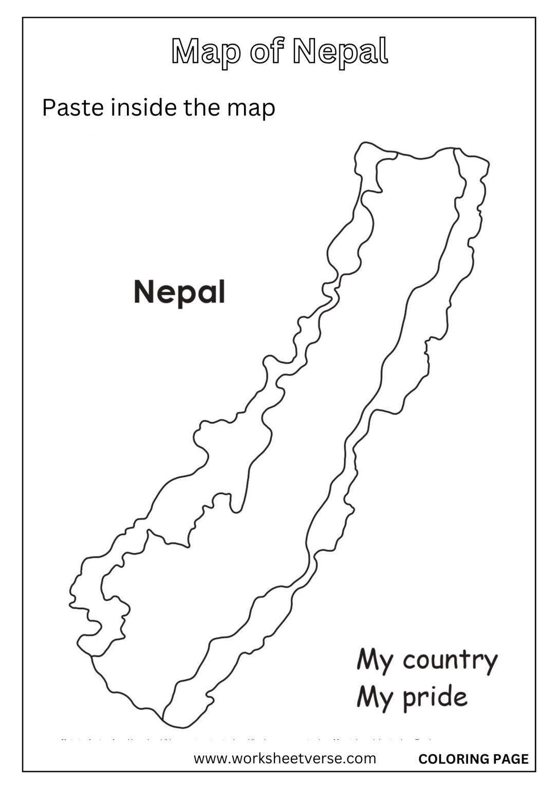 Coloring page of Map of Nepal