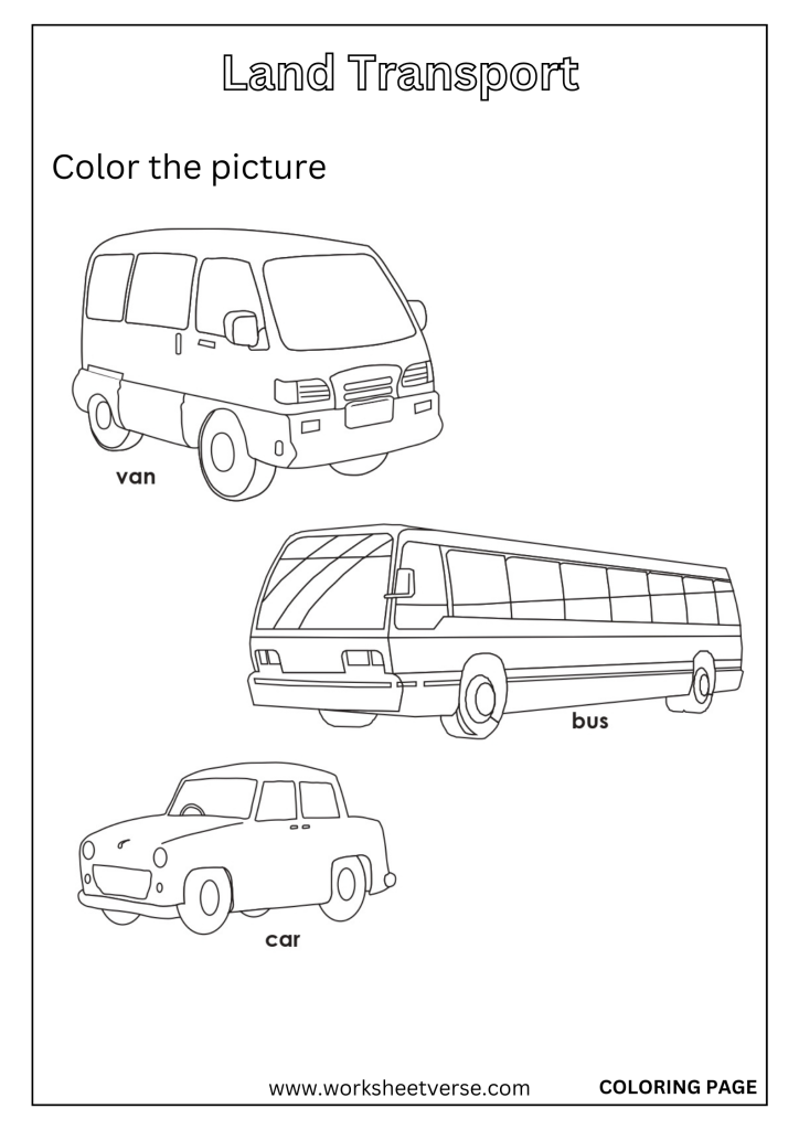 Coloring page of Land Transport