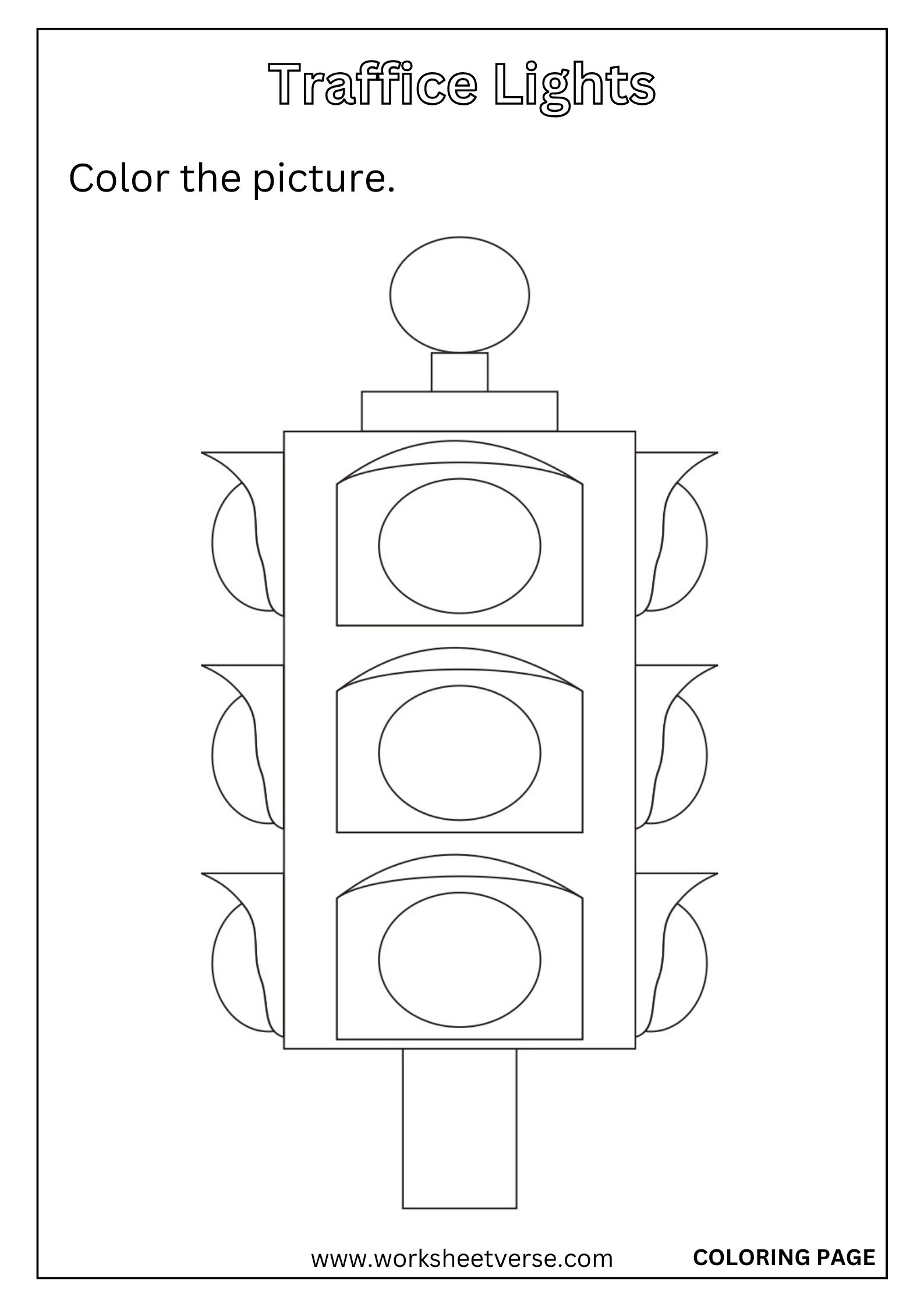 Coloring page of Traffic lights